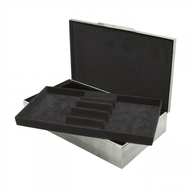 Sterling Silver Cross-Hatch Patterned Pen Box