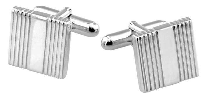 Sterling Silver Square Linear Cufflinks